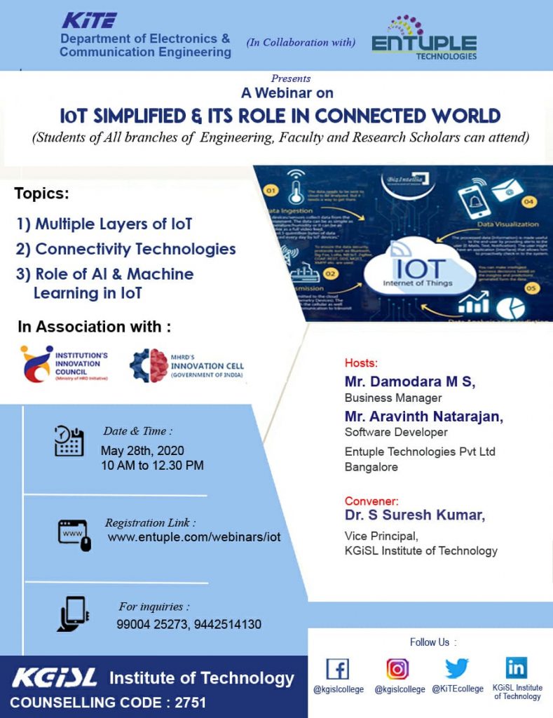 PUBLIC WEBINAR ON IoT – ENTUPLE TECHNOLOGIES, MAY 28th – KGiSL ...